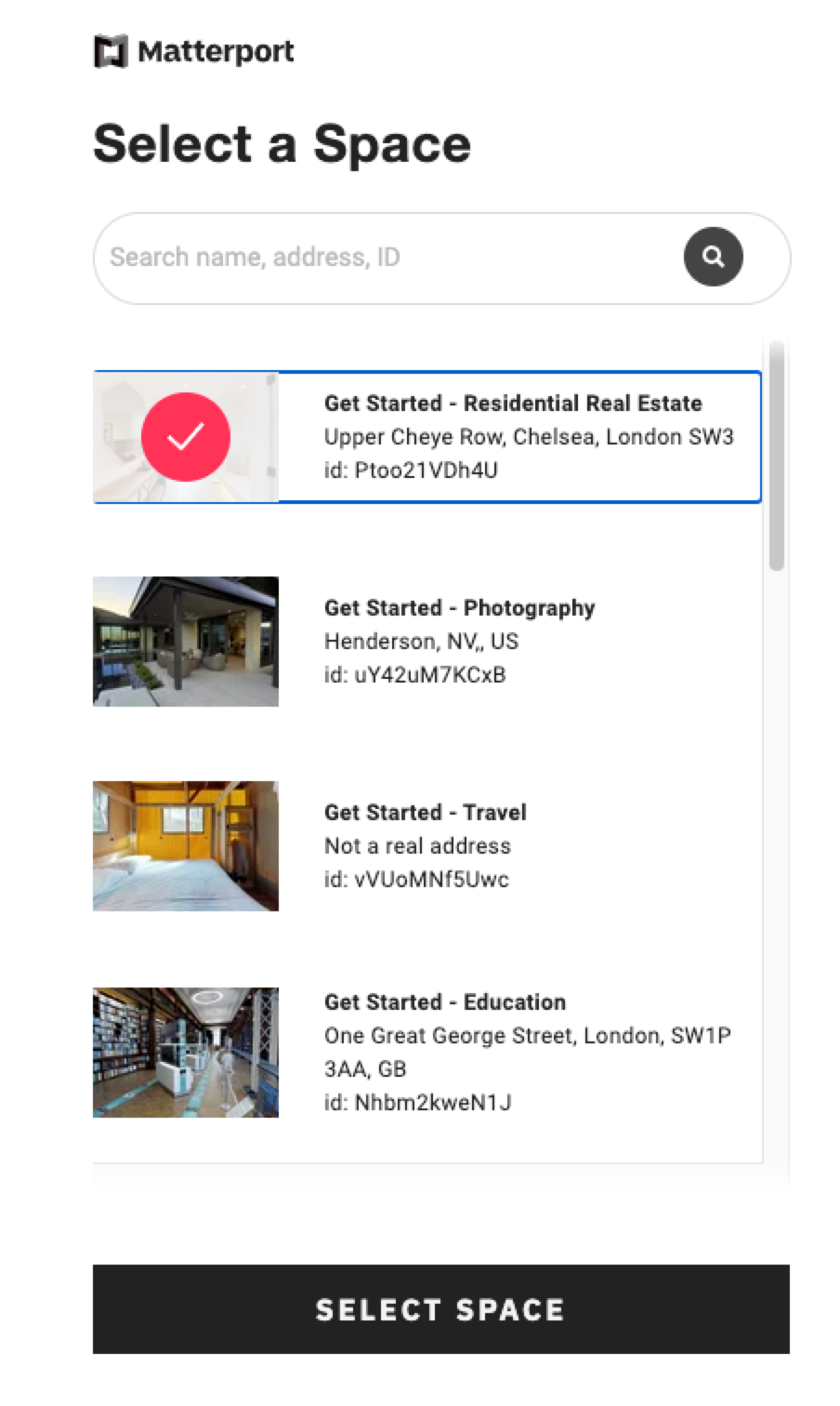OAuth Model Selector | Matterport Developers